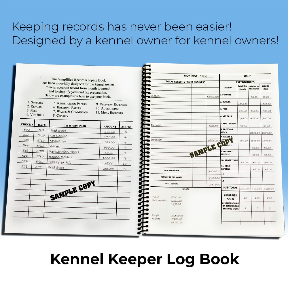 Kennel Keeper Kennel Record Book | Backyard Pet Supplies